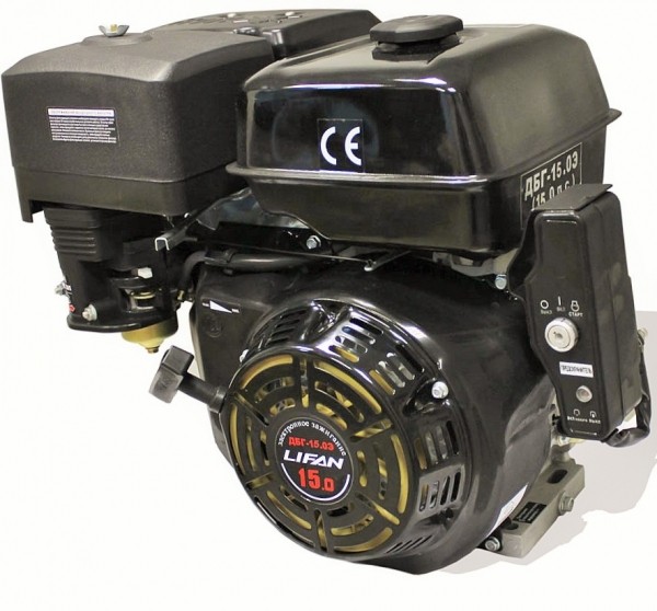 Двигатель LIFAN 190F-D (15,0 л.с.) с катушкой освещения 12В, 3А, 36Вт+электростартер (вал 25мм ...
